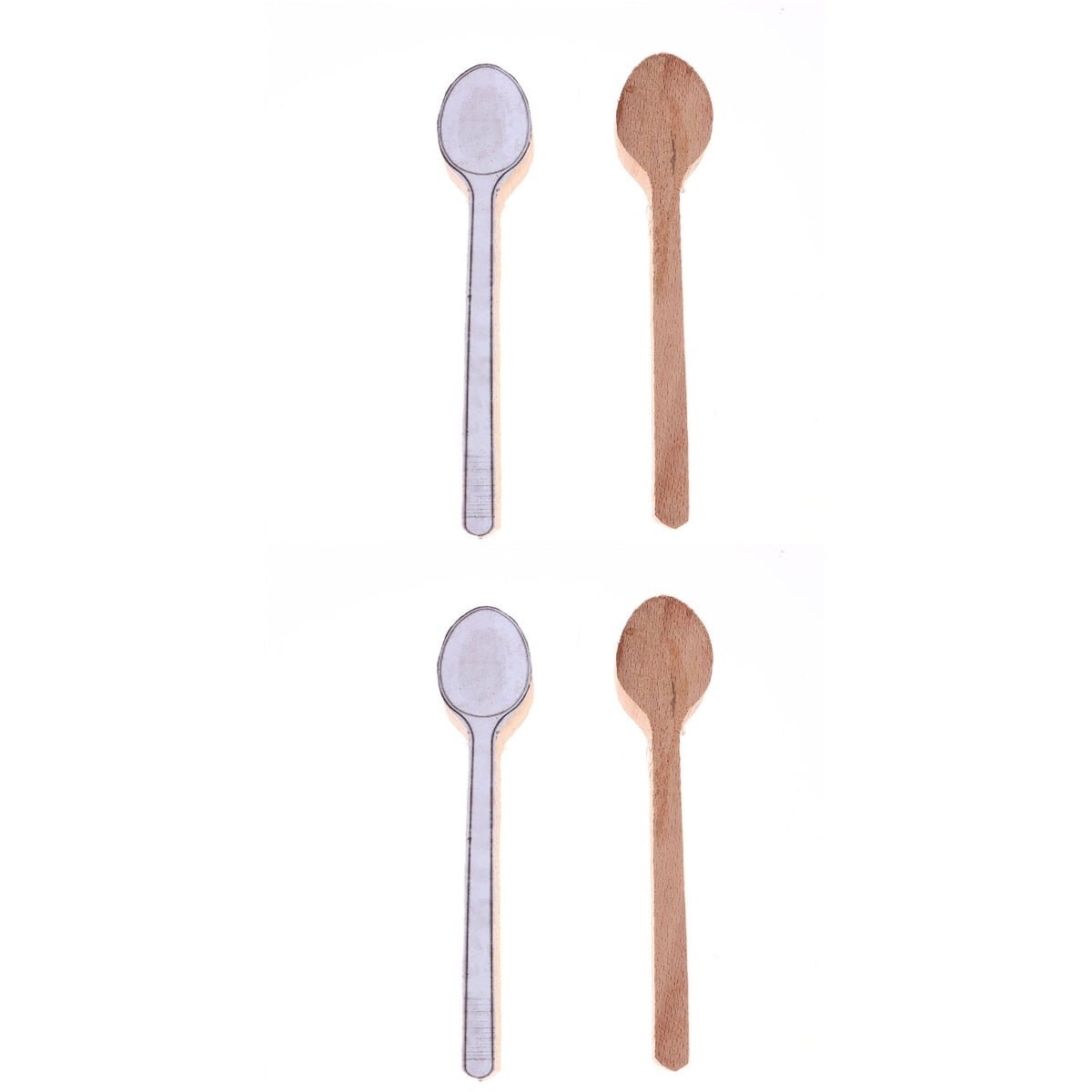 4 Pcs Basswood Spoon Whittling Spoons Disposable Wooden DIY Natural ...