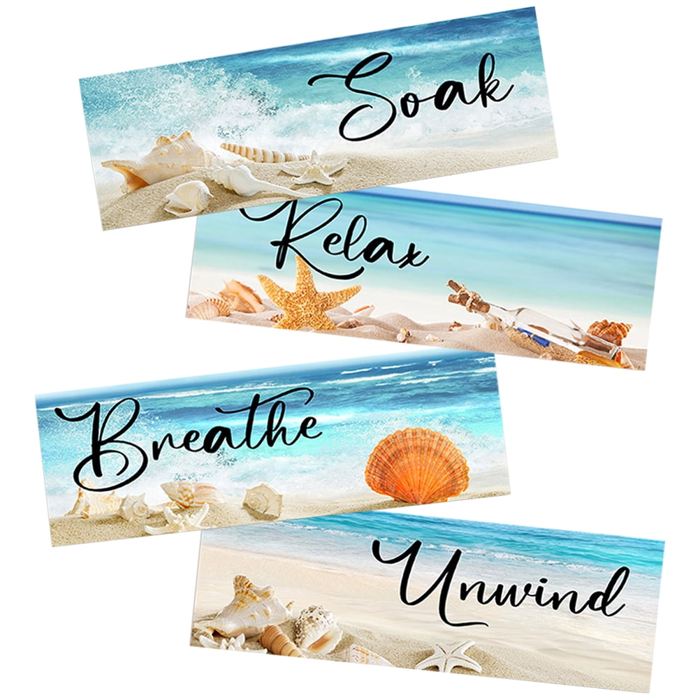 4 Pcs Beach Bathroom Decor Boho Home Summer Ocean Accents Nautical Wall ...