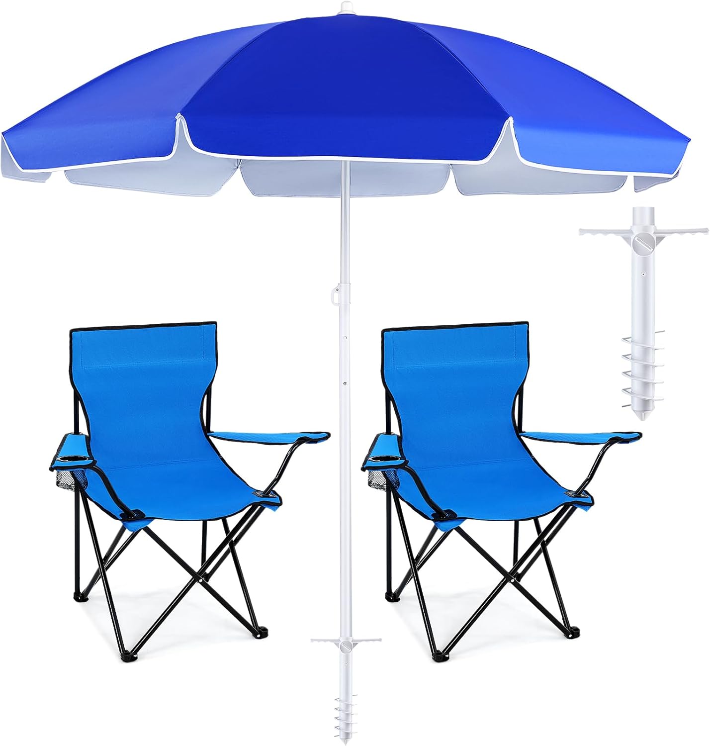 4 Pcs Beach Umbrella Set Include 6ft Portable Beach Umbrella Folding ...