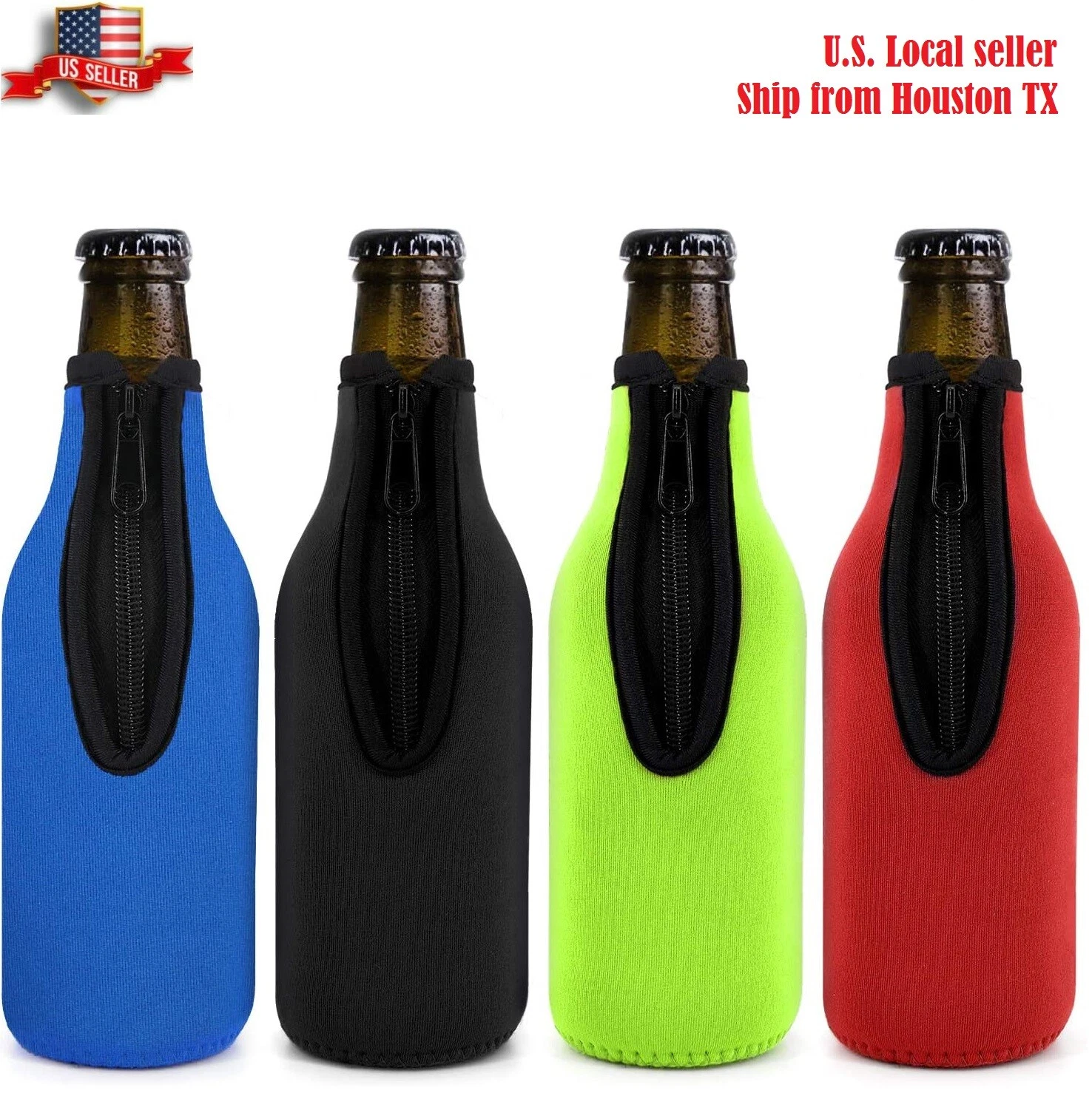 4 Pcs Beer Bottle Insulator Sleeves Zip-up Bottle Jackets Keep Drink ...