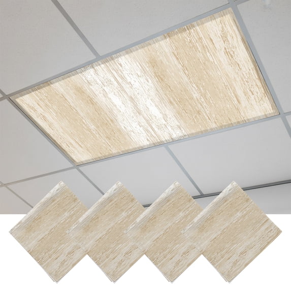 4 Pcs Beige Planks Fluorescent Light Covers Farmhouse Vertical Wood ...