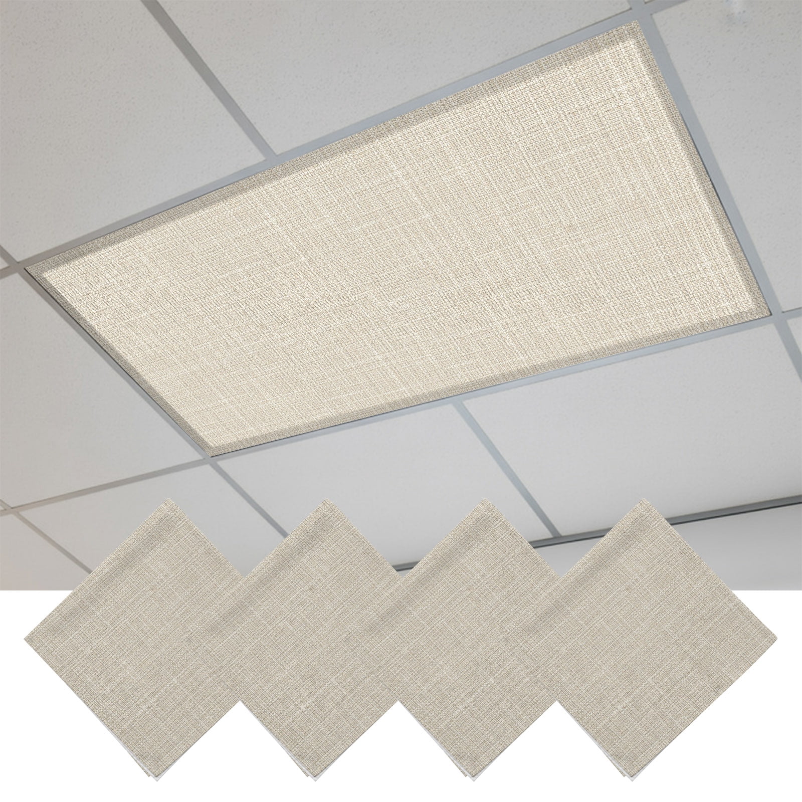 4 Pcs Beige Solid Fluorescent Light Covers Minimalist Cloth Cream Khaki ...