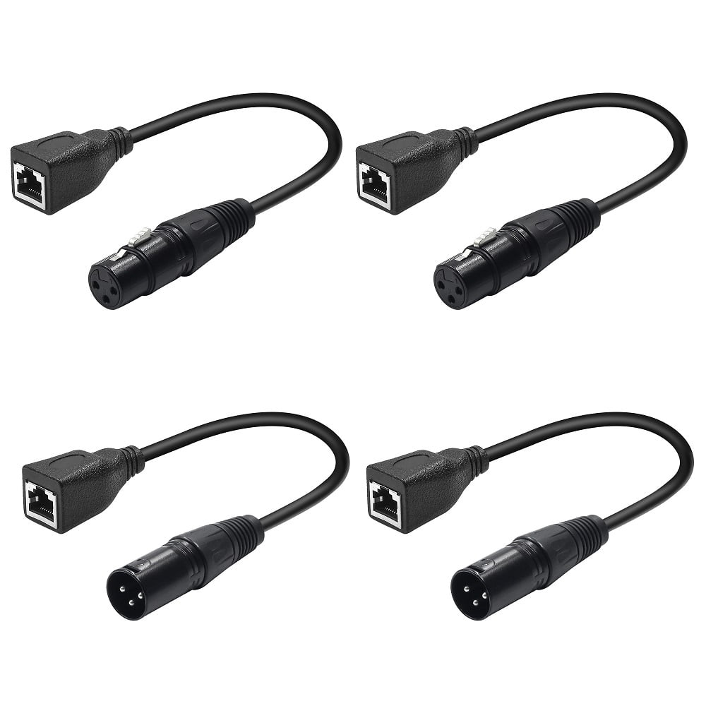 4 Pcs Bescoos XLR DMX to RJ45 0.3m Cable RJ45 Ethernet to 3 Pin XLR DMX ...