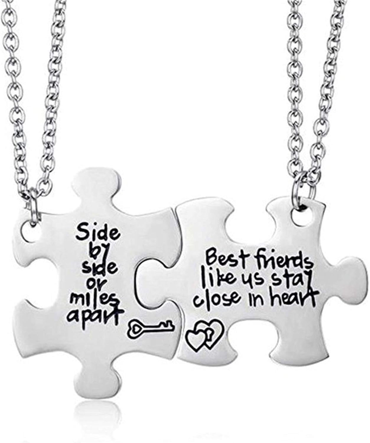 4 Pcs Best Friends Friendship BFF Necklaces Keychain Set Puzzle ...