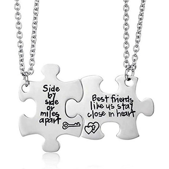 4 Pcs Best Friends Friendship BFF Necklaces Keychain Set Puzzle ...