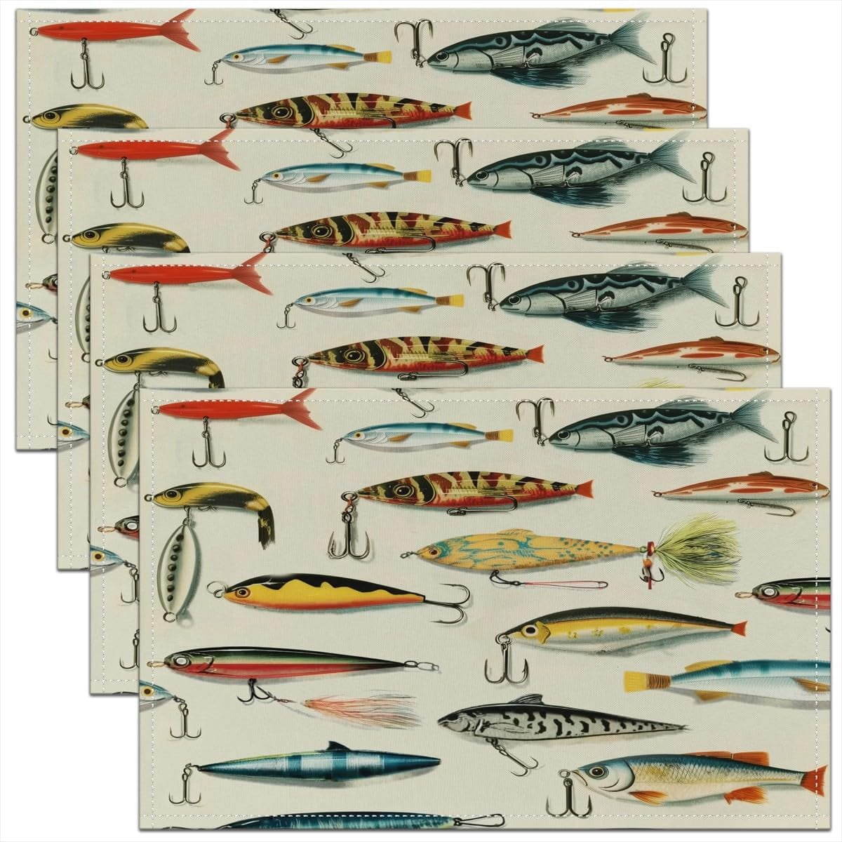 4 Pcs of Big Pike Fish Place Mats 12X18 Inch, Hunting and Fishing ...