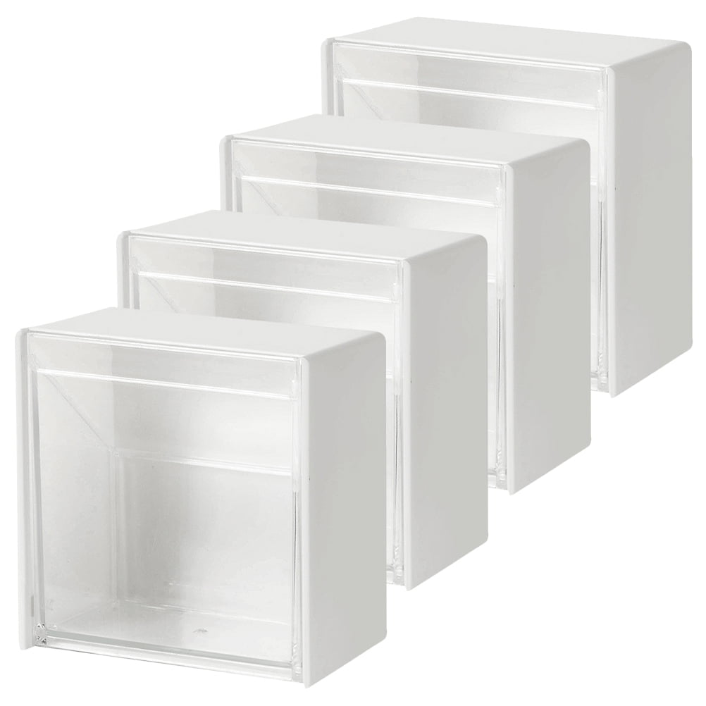4 Pcs Bin Wall Storage Box Wall-mounted Design 8.5X8.5X4.5CM White ...