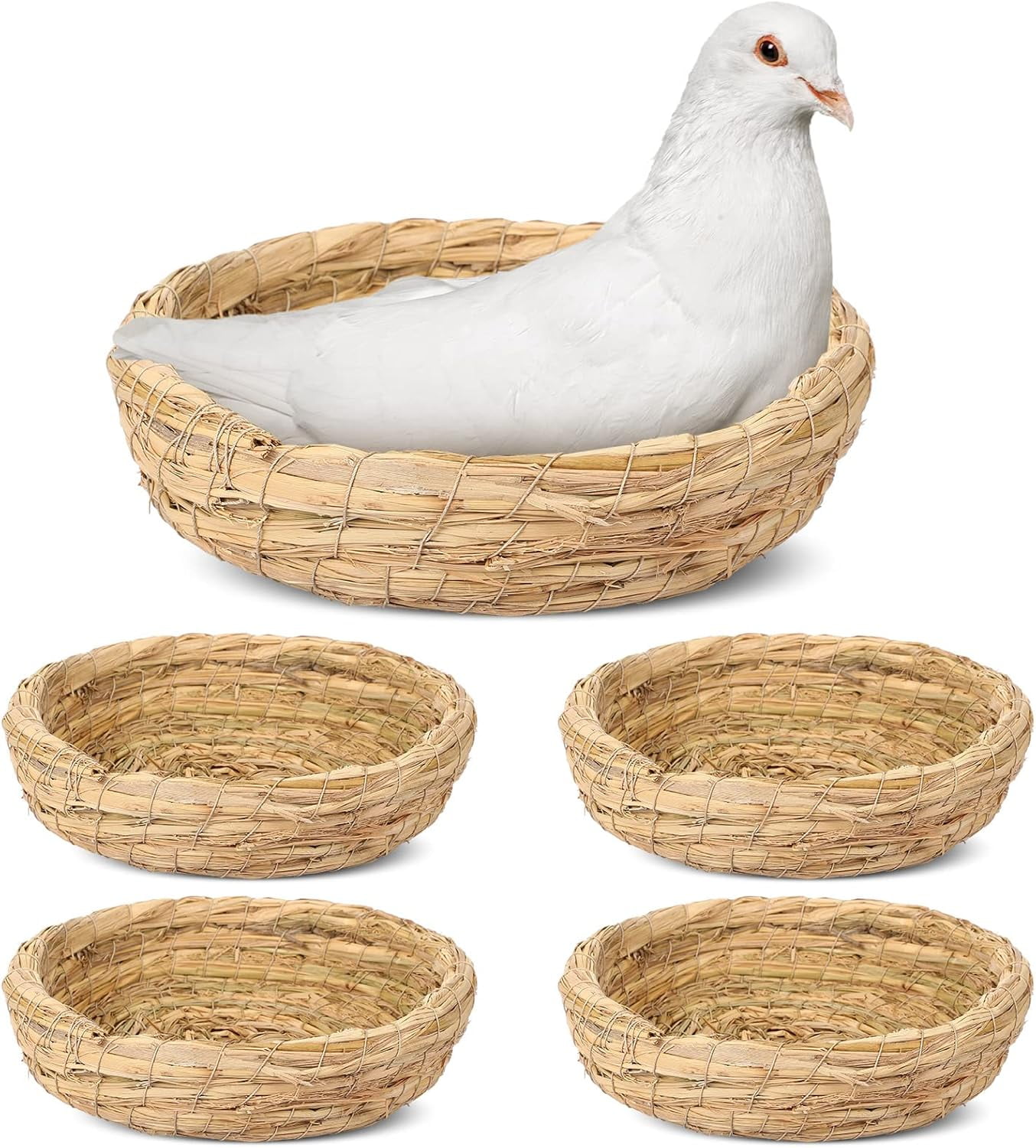 4 Pcs Bird Nest Handmade Woven Flat Base Dove Bird House Breeding Nest ...