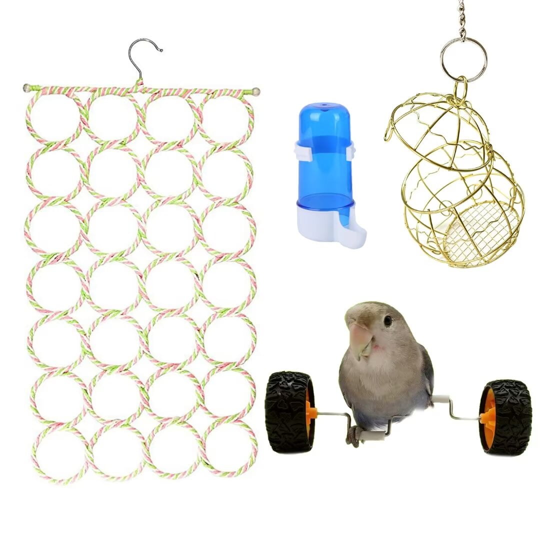 4 Pcs Bird Parakeet Toys Set - Include Bird Rat Climbing Rope Net ...