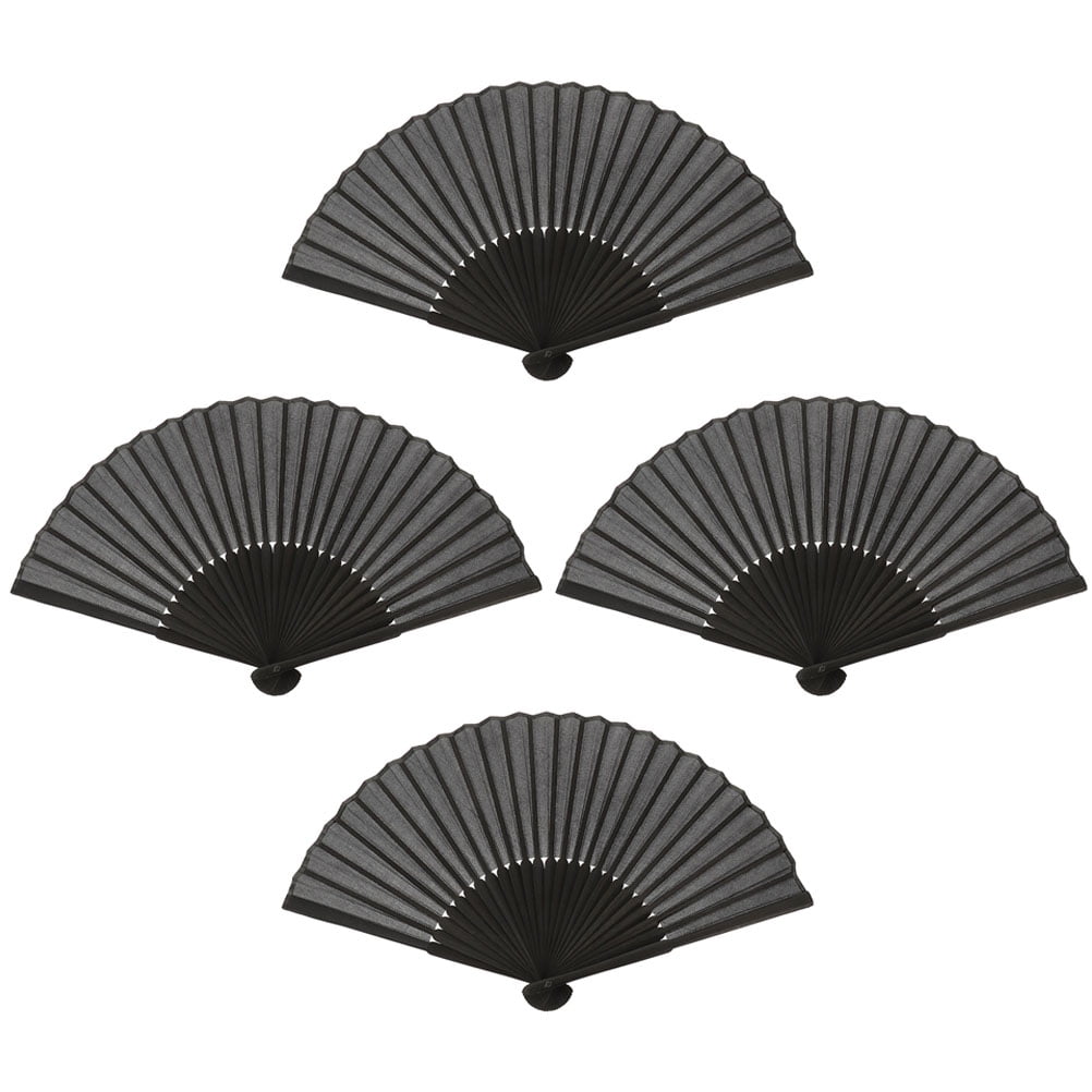 4 Pcs Black Folding Fan Decor Adornment Hand Dance Party Fans Classic ...