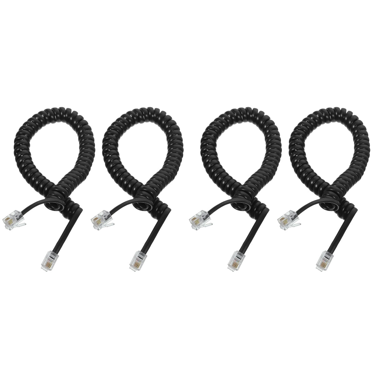 4 Pcs Black Ish Phone Cable Telephone Cord Landline Spring Spiral ...