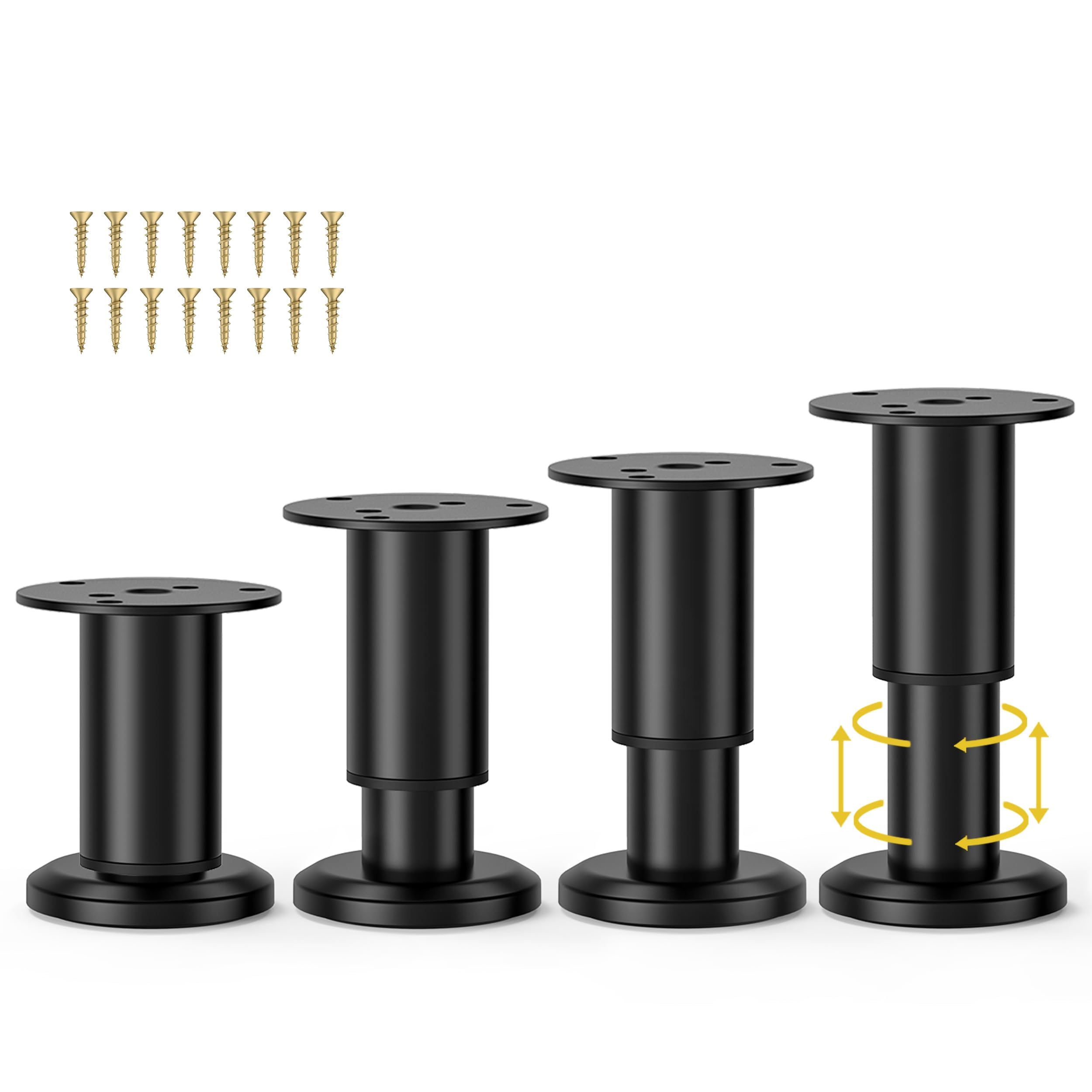 4 Pcs Black Metal Adjustable Furniture Legs 3.15-4.72 Inch For Table ...