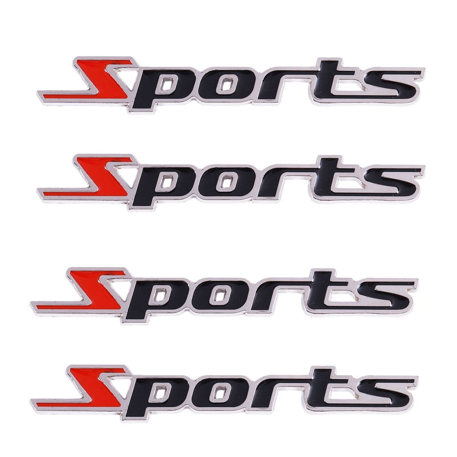 4 Pcs Black Red Metal Sports Letters Car Badge Sticker Emblem Decor ...