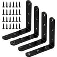 4 Pcs Black Stainless Steel L Bracket 3 x 3 inch Metal Corner Brace ...