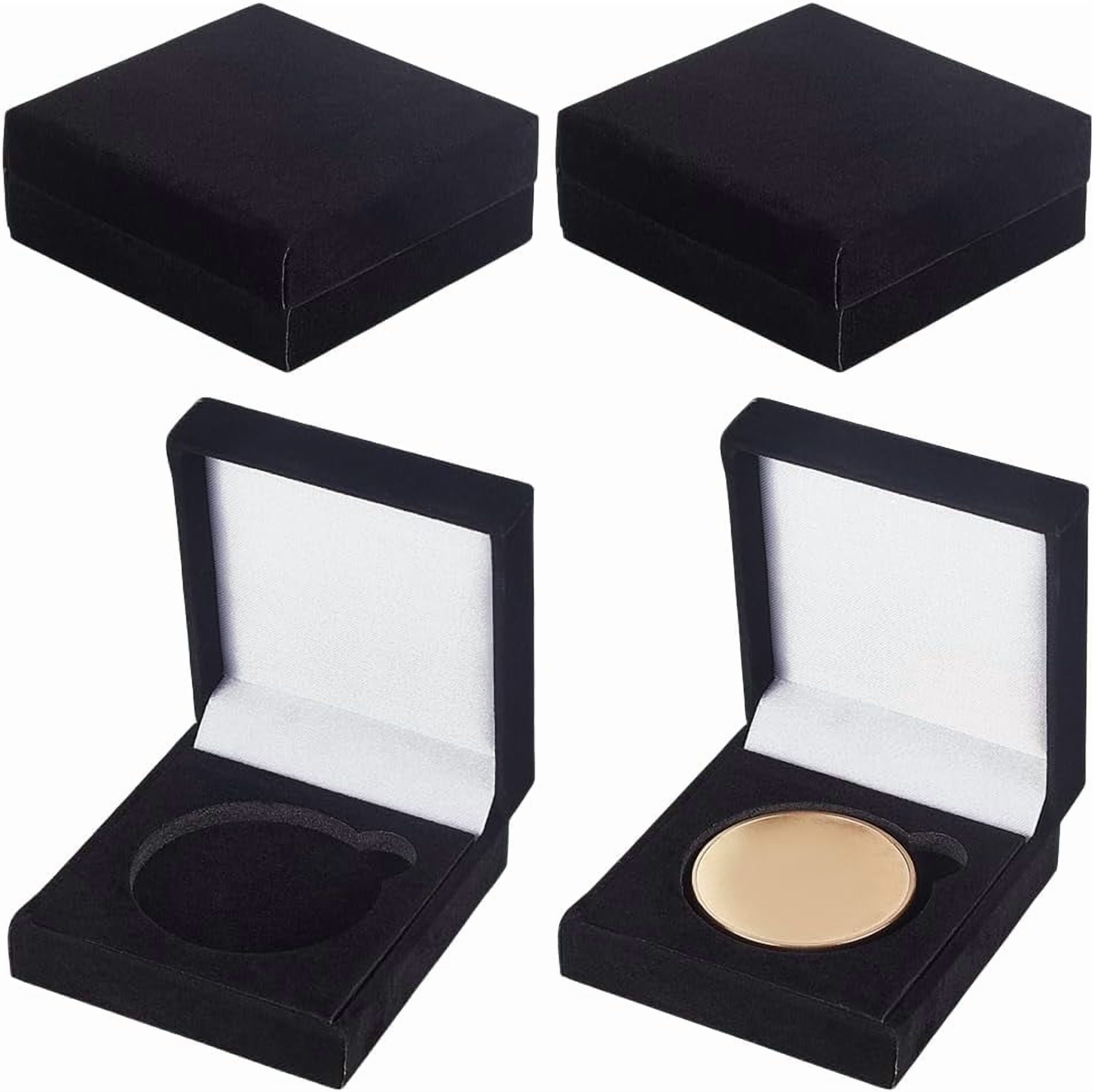 4 Pcs Black Velvet Coin Display Boxes Challenge Coin Storage Box ...