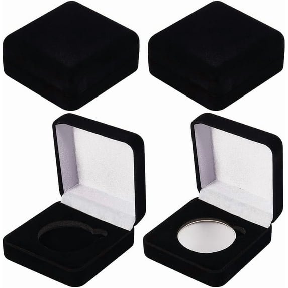 4 Pcs Black Velvet Presentation Box Inner Diameter 1.57 inch Velvet ...