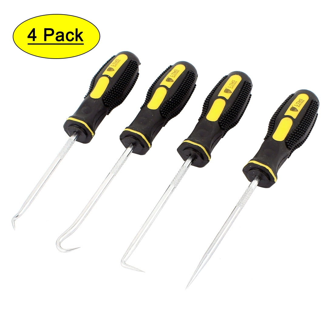 4 Pcs Black Yellow Nonslip Plastic Handle Metal Pick Hook Set - Walmart.com