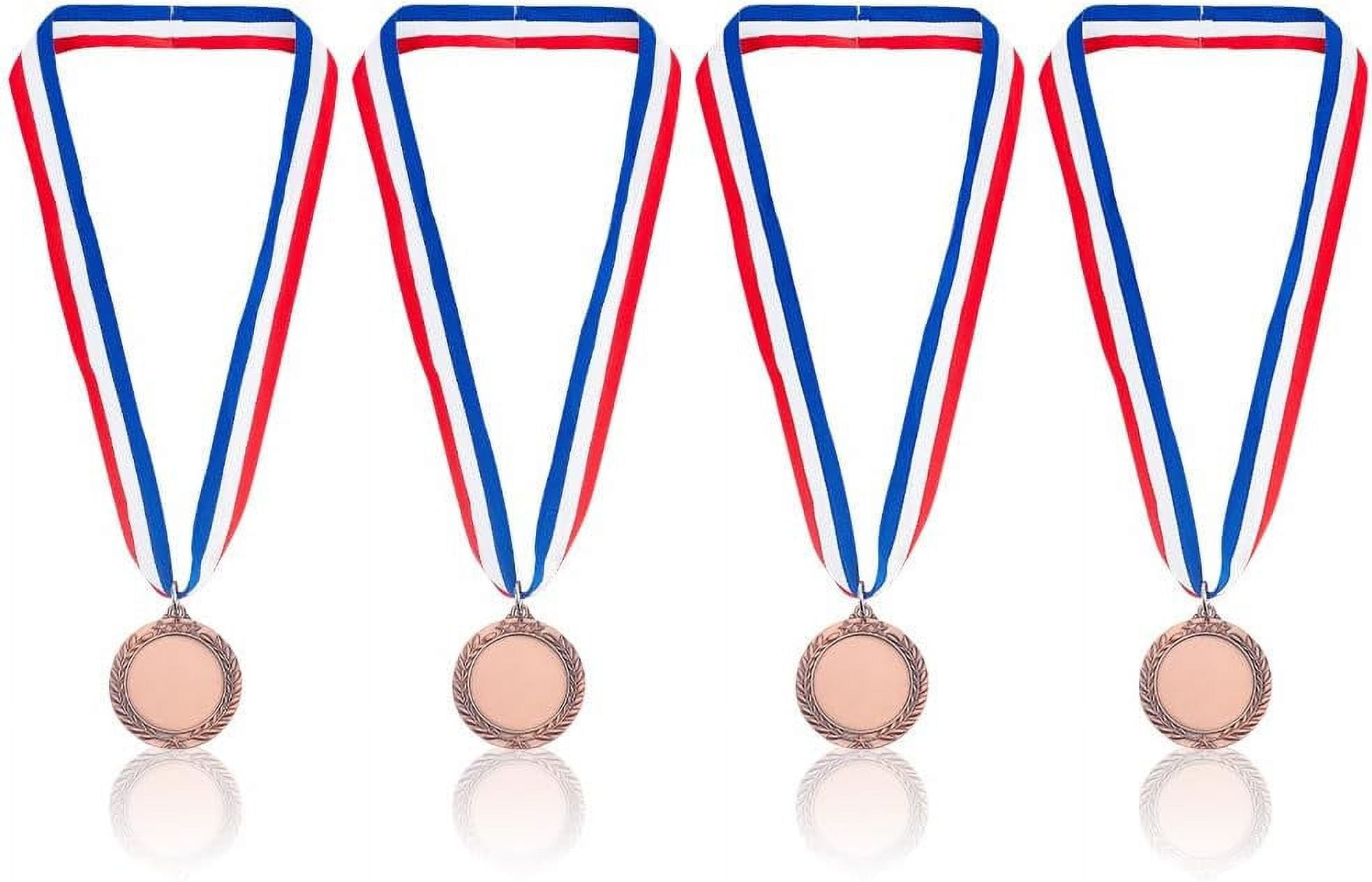 4 Pcs Blank Award Medal Red Copper Alloy Engraved Blank Medal with Neck ...