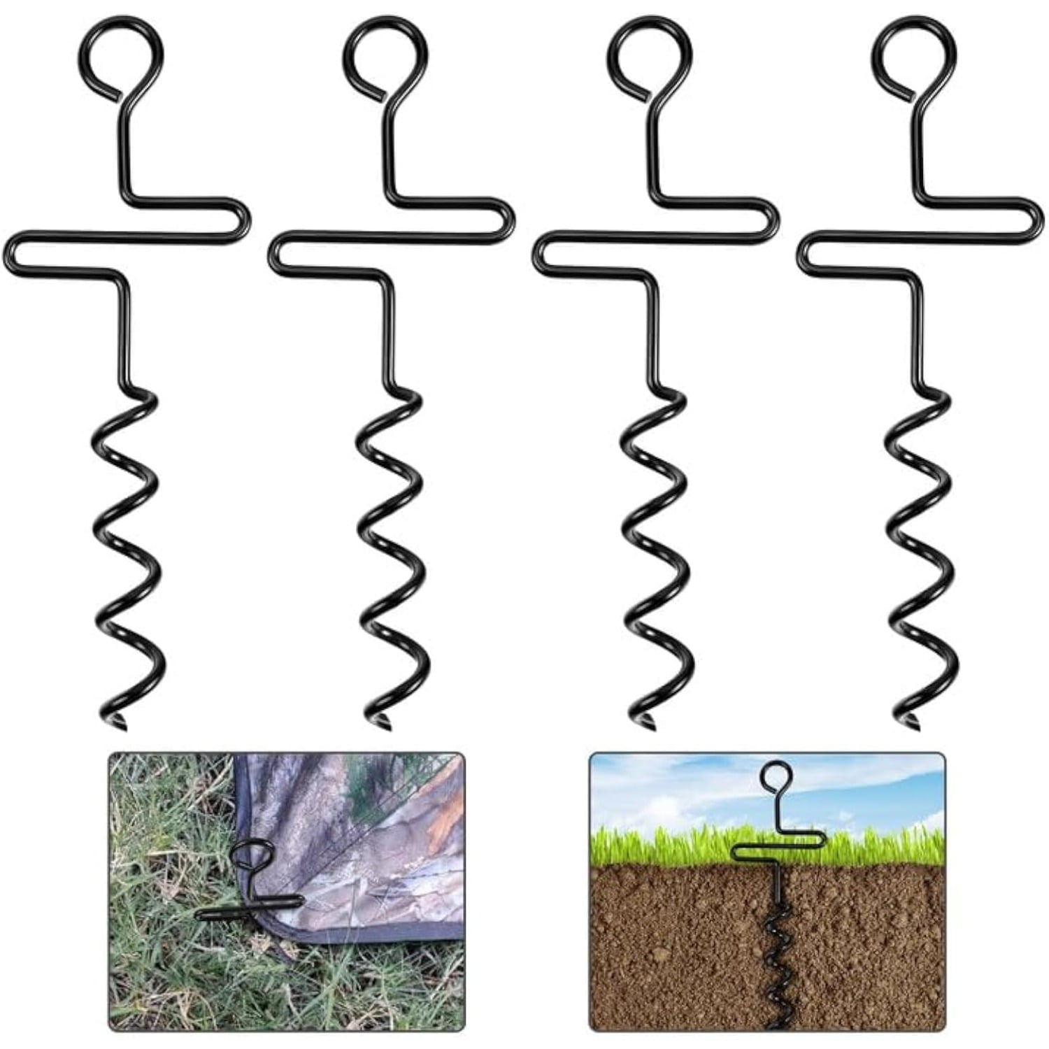 4 Pcs Blinds and Tarps Auger Stakes-13 Inch Steel Hunting Blind Stakes ...