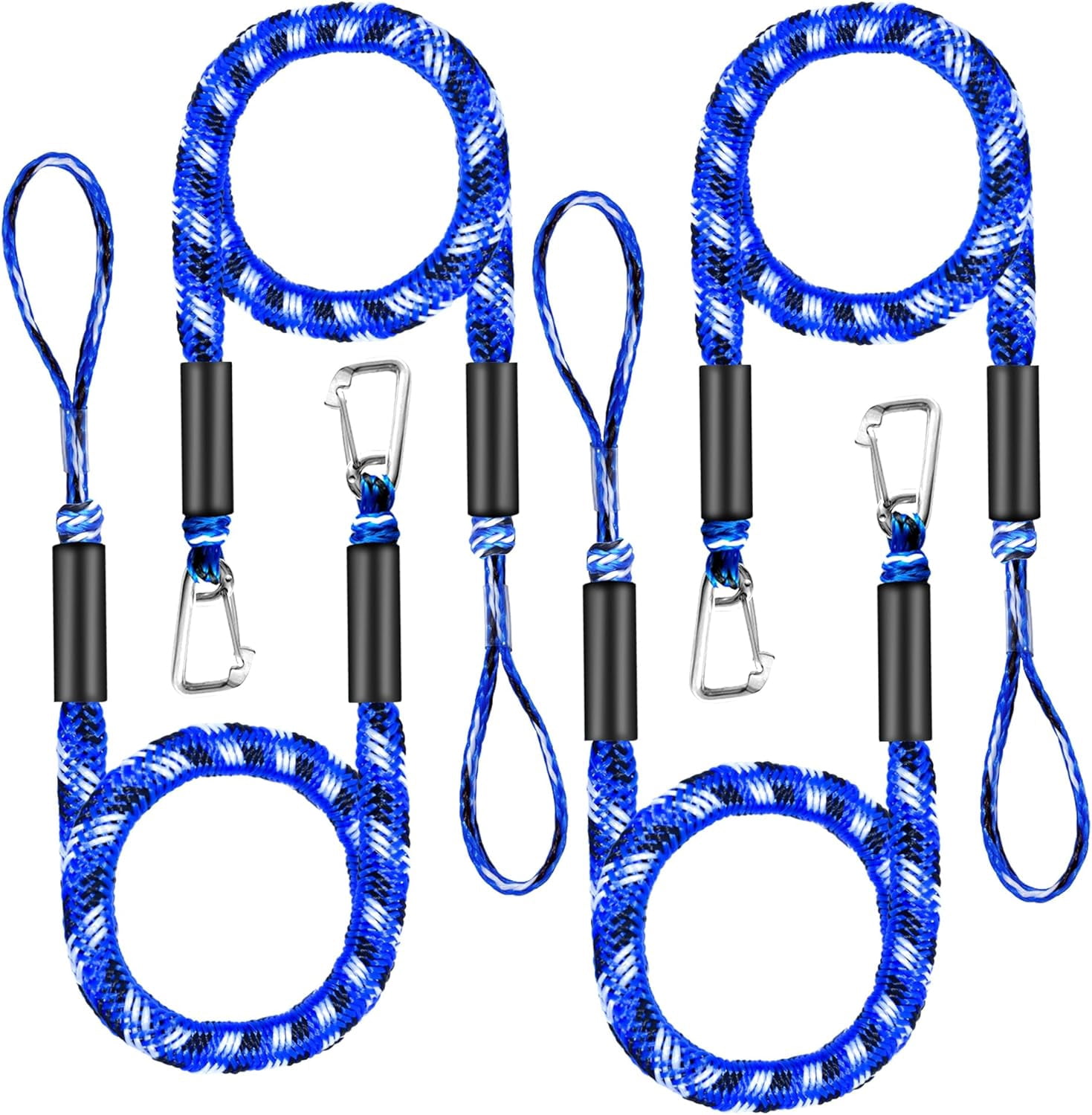4 Pcs Boat Bungee Dock Lines, 4 Feet Mooring Rope for Docking Stretches ...