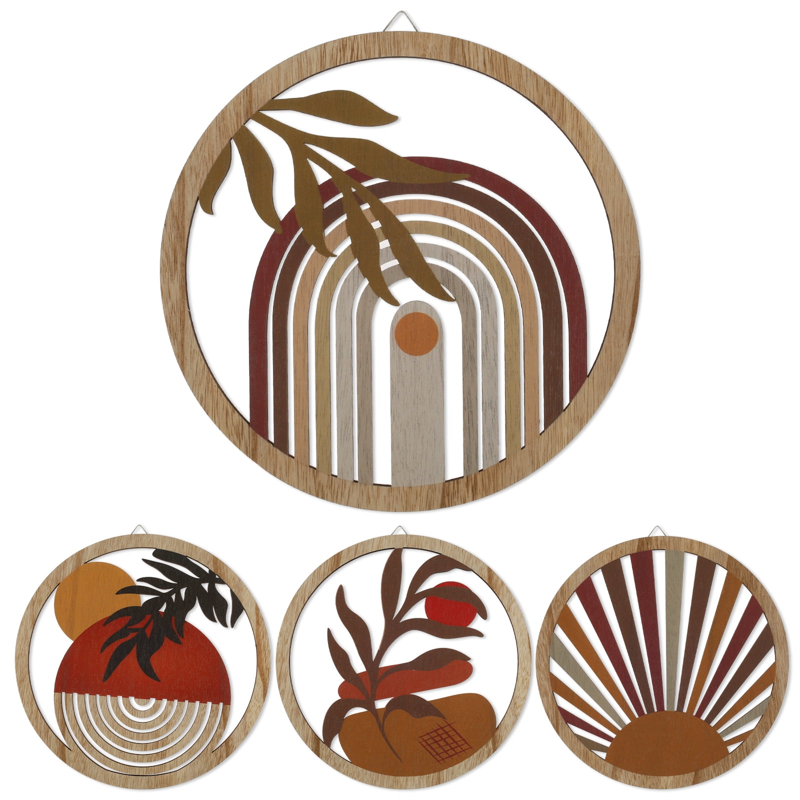 4 Pcs Boho Wall Art Wooden Bohemian Wall Decor Hanging Art Nursery Wall ...
