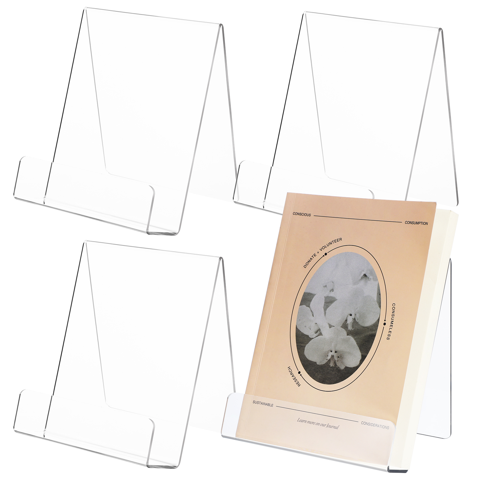 4 Pcs Book Display Rack Bookcase Shelf Book Stand Acrylic Display ...