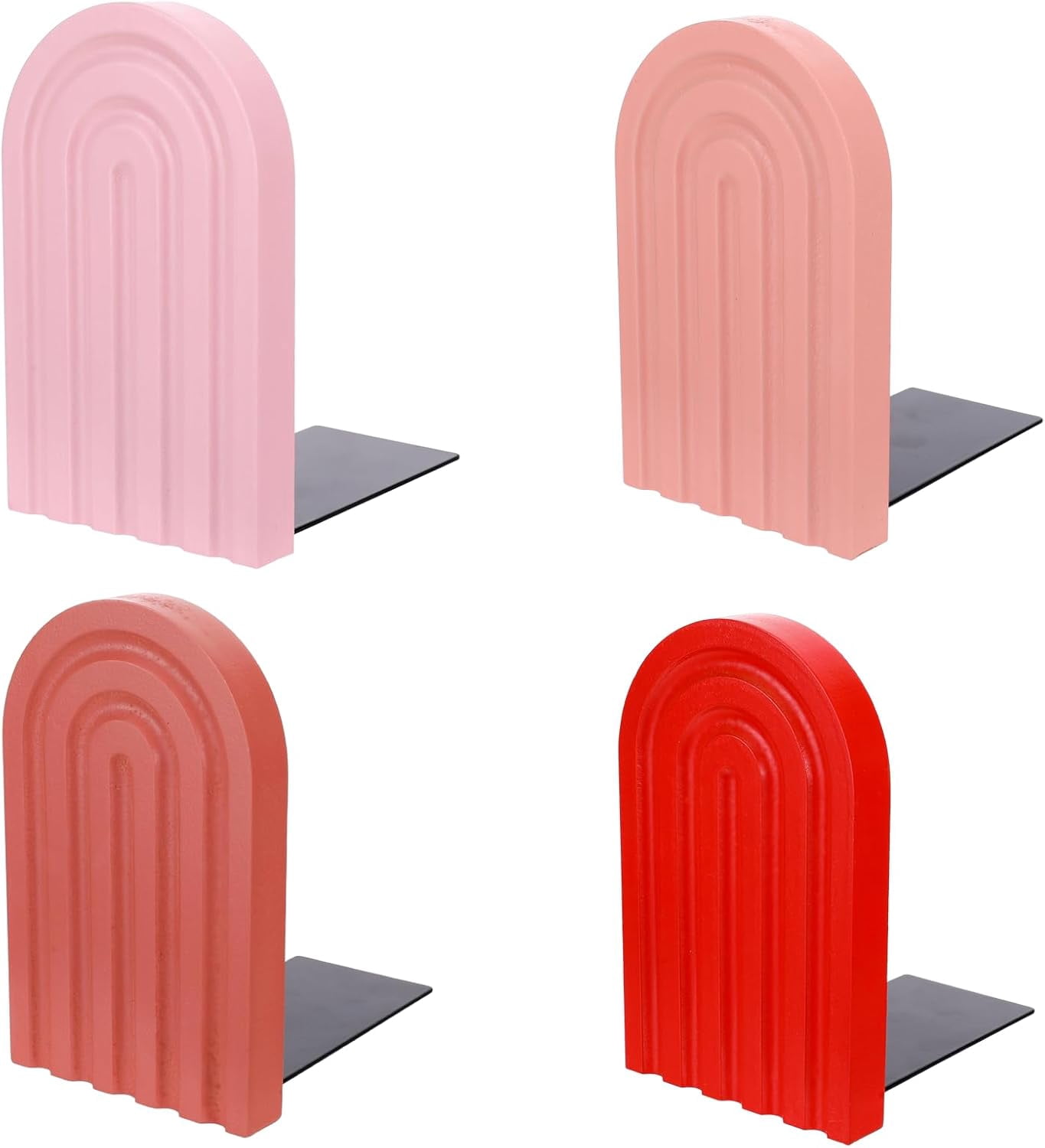 4 Pcs Book Ends for Shelves Orange, Boho Arch Bookends Bookshelf Decor ...