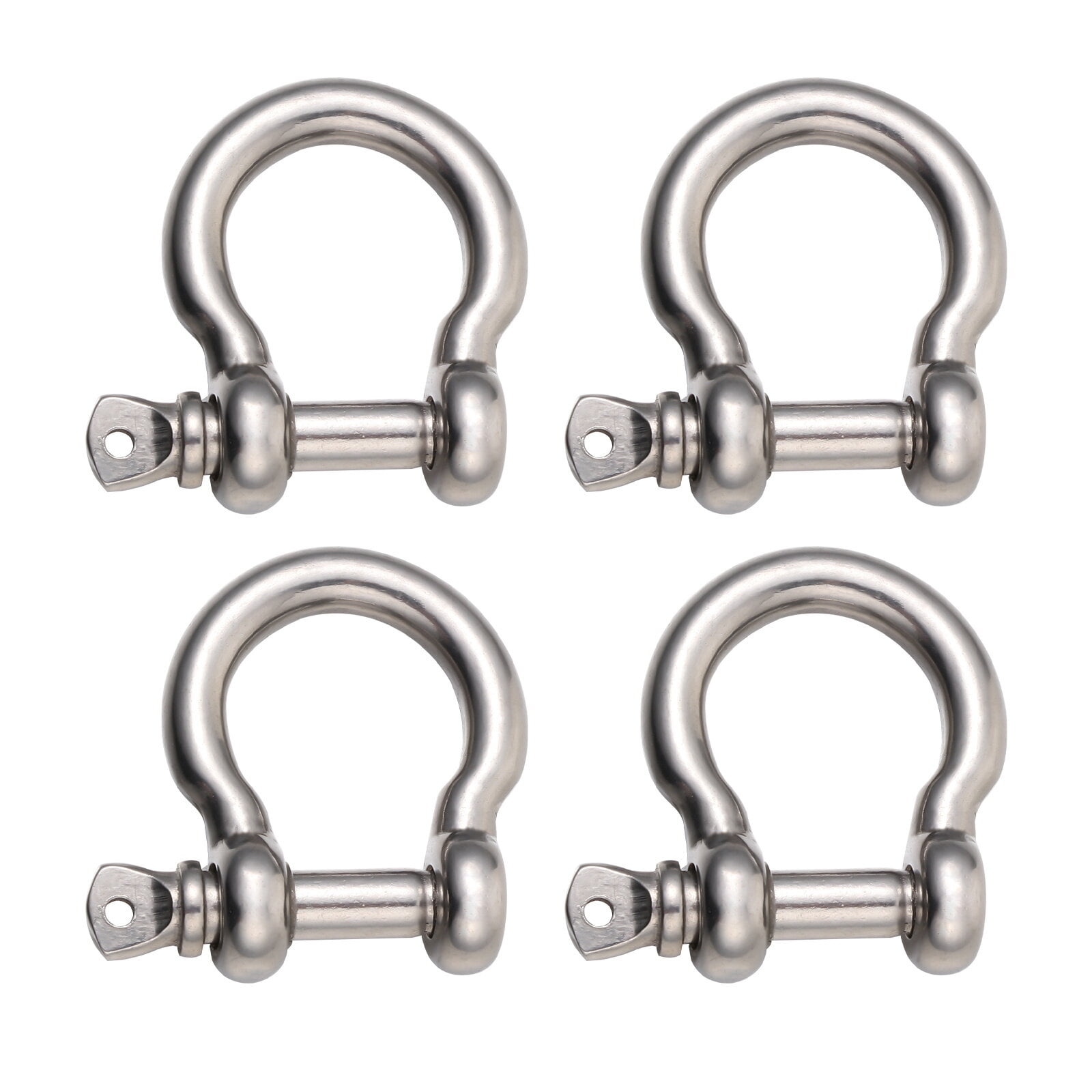4 Pcs Stainless Steel Shackle D-Shackle Ring with Safety Clip Horseshoe ...
