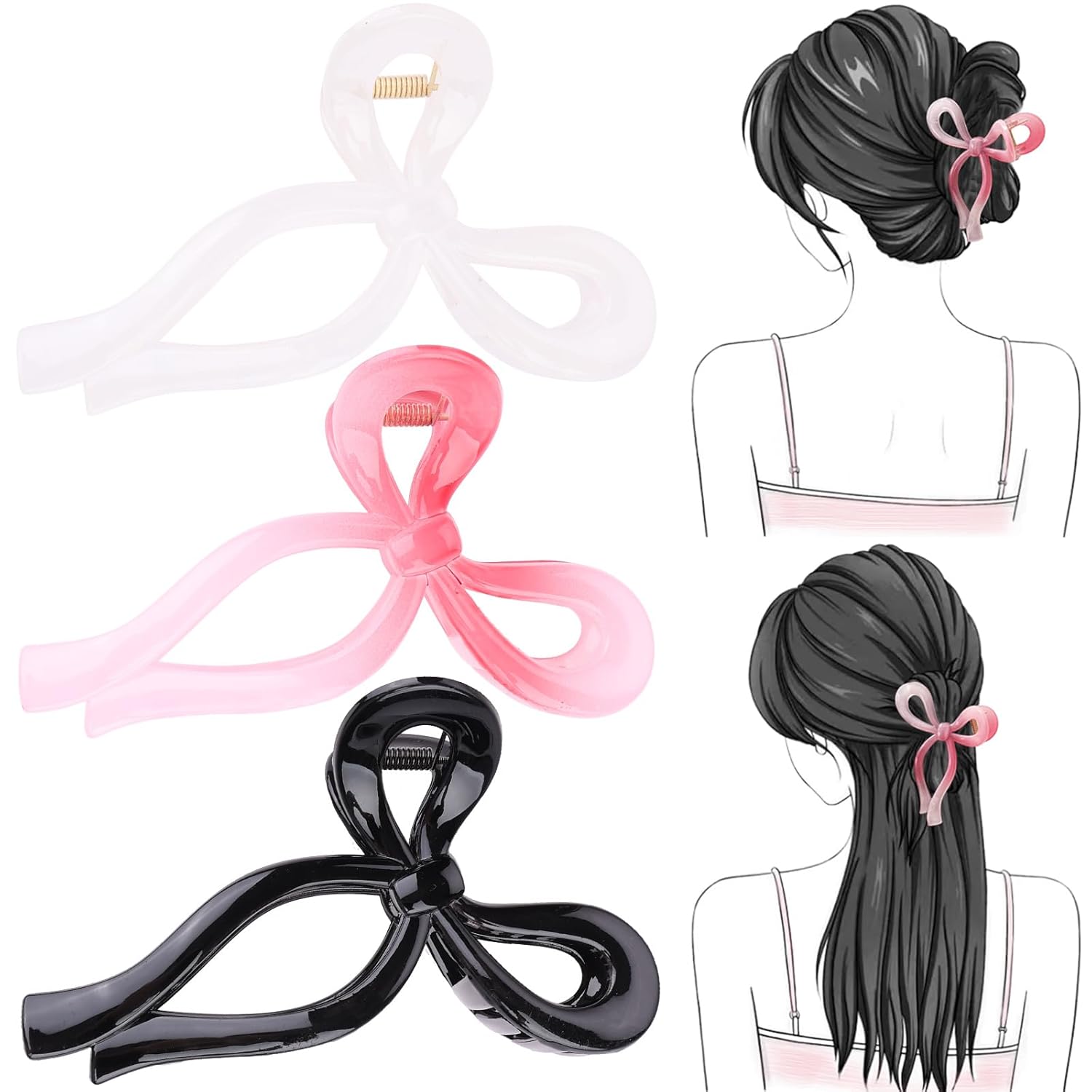 4 Pcs Bow Hair Clips Elegant Hair Claw Butterfly Hair Accessories for ...