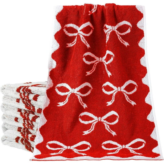 4 Pcs Bow Hand Towels for Bathroom 13 x 29'' Soft 100% Cotton Coquette ...