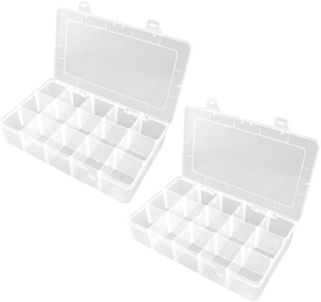 4 Pcs Boxes 15 Grid Storage Box Bead Organizer Beads Plastic Storage ...