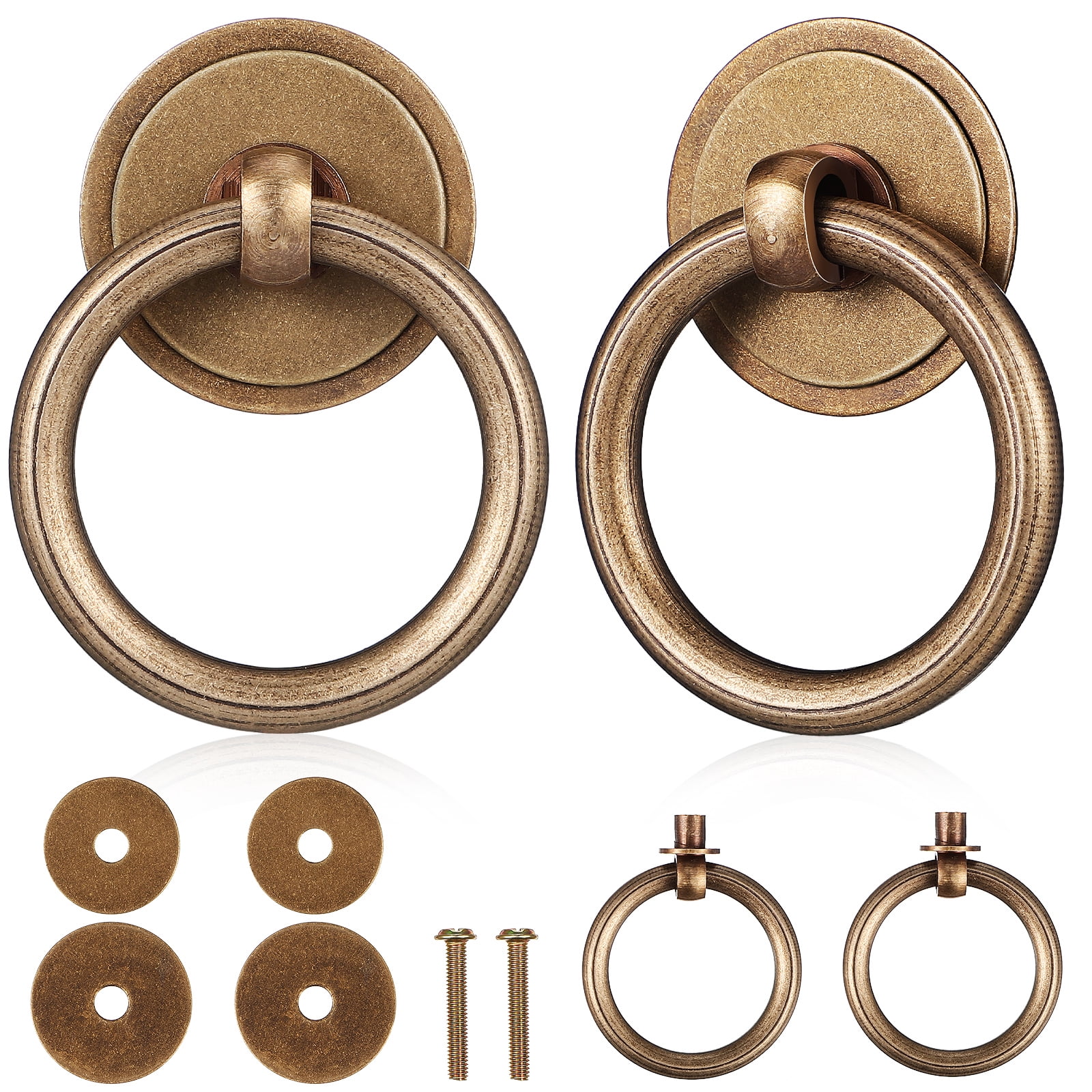 4 Pcs Brass Cabinet Handles Door Knobs Drawer Knobs Dresser Handles Drawer Rings - Walmart.com