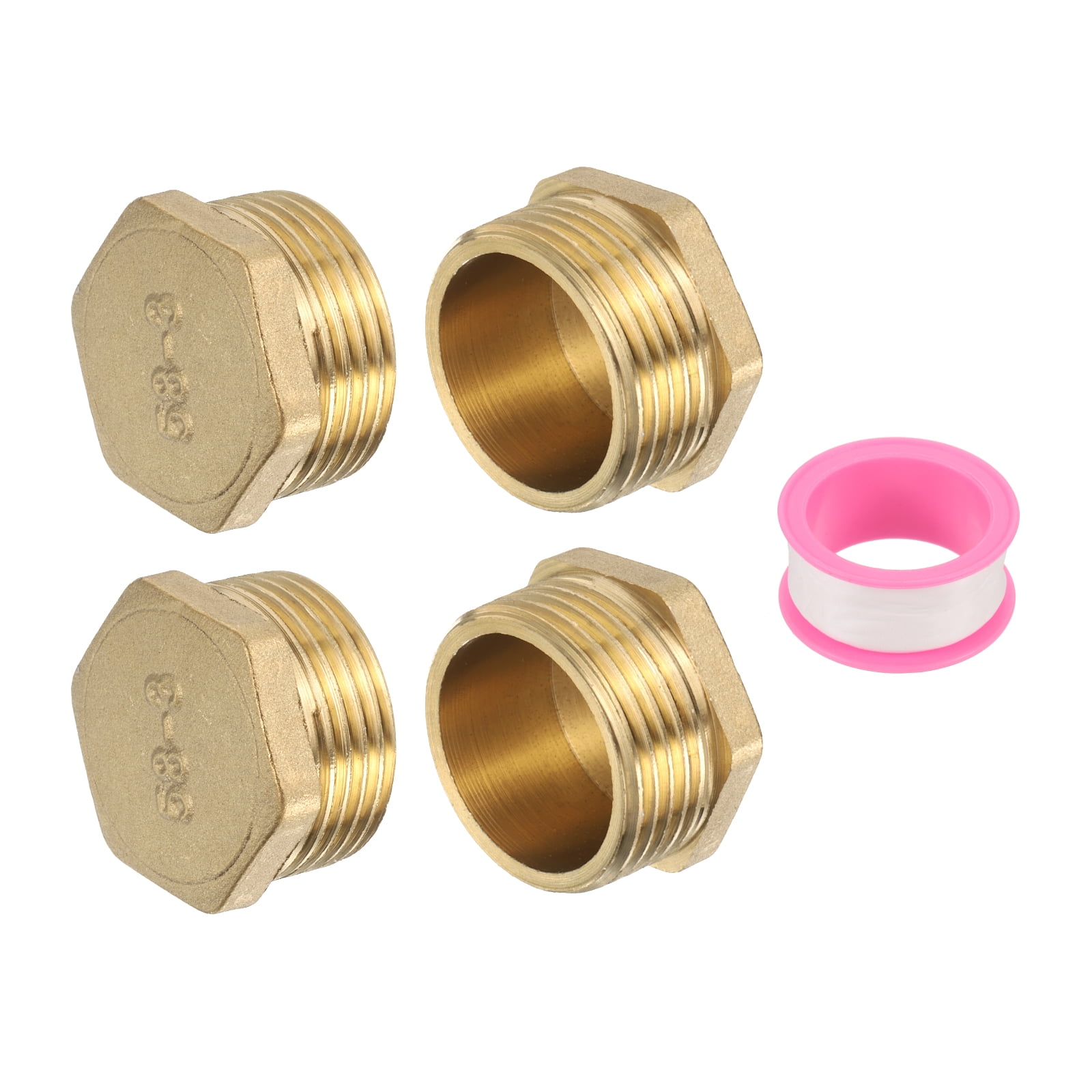 4 Pcs Brass Outer Hex Thread Fittings, G3/4" Male Brass Plug Male ...