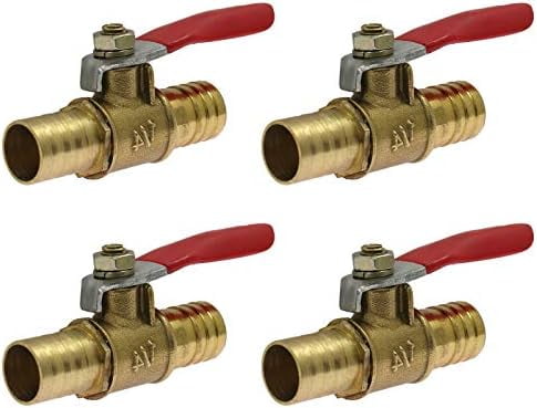 4 Pcs Brass Water Ball Valve 1/2" Hose ID Shut Off Valve Hose Barb ...