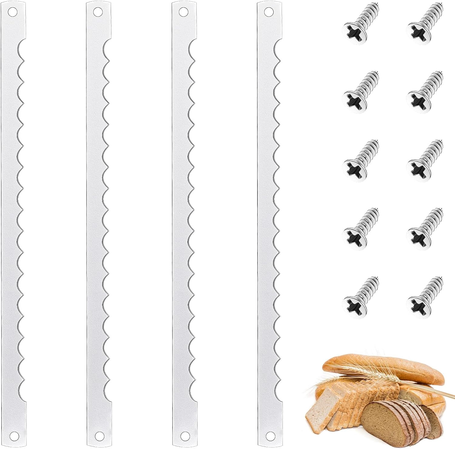 4 Pcs Bread Bow Knife Blades Stainless Steel Replacement Blade Serrated ...
