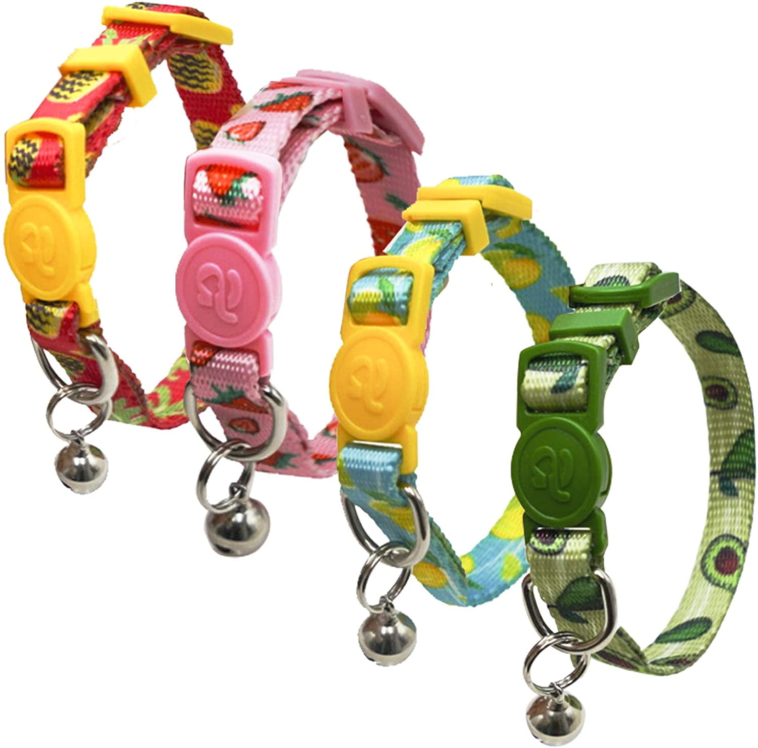 4 Pcs Breakaway Cat Kitten Collar with Bell Quick Release Safe Buckle ...