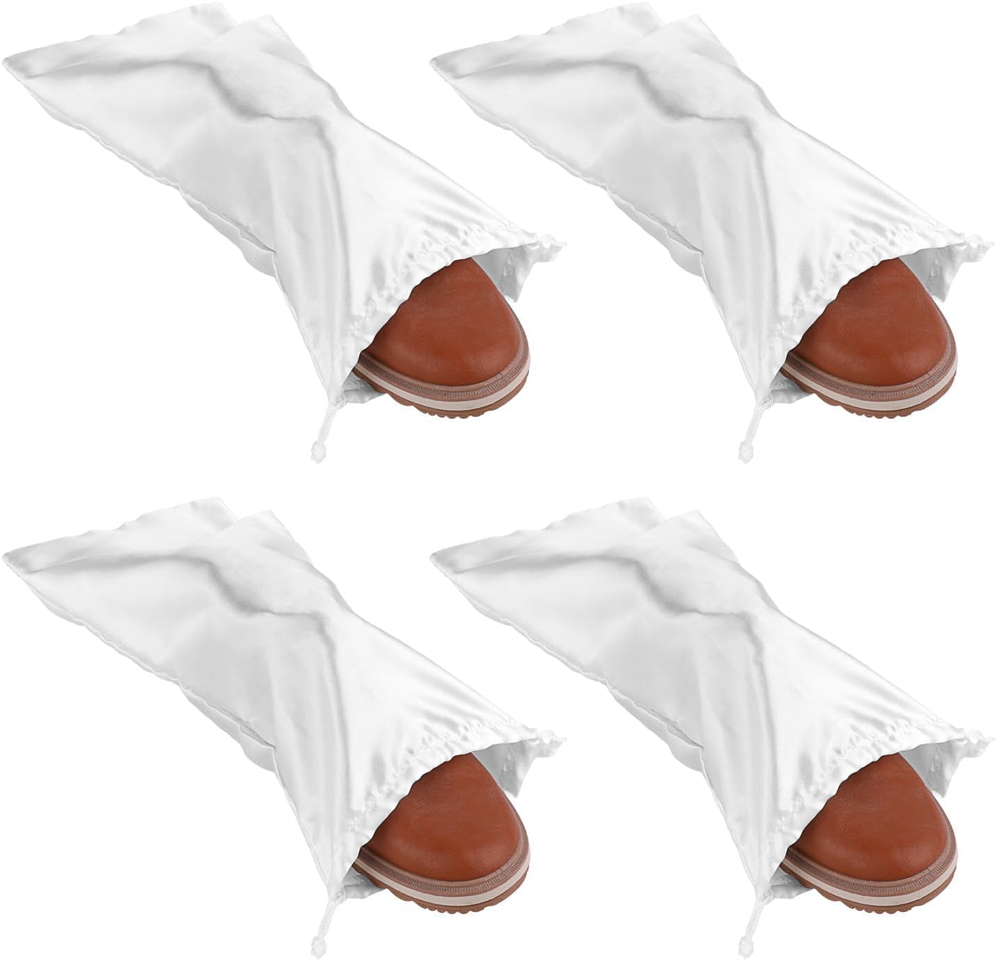 4 Pcs Breathable Shoe Bags Satin Fabric Shoe Bag White Single Shoe ...