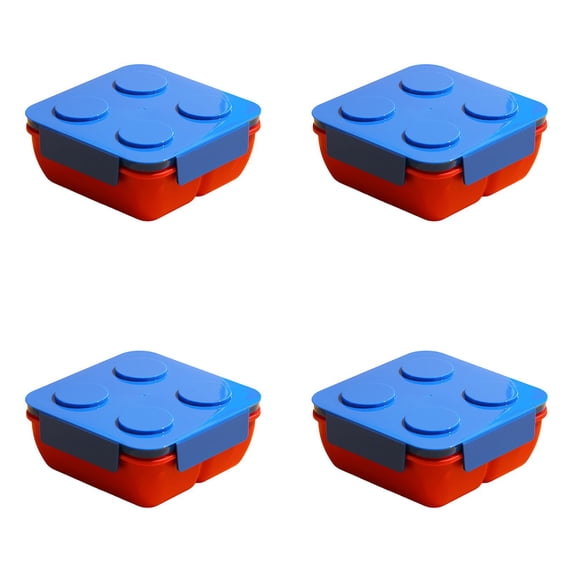 4 Pcs Brick Design Stackable Lunch Box Container 7x7x3 Inch, for Family ...