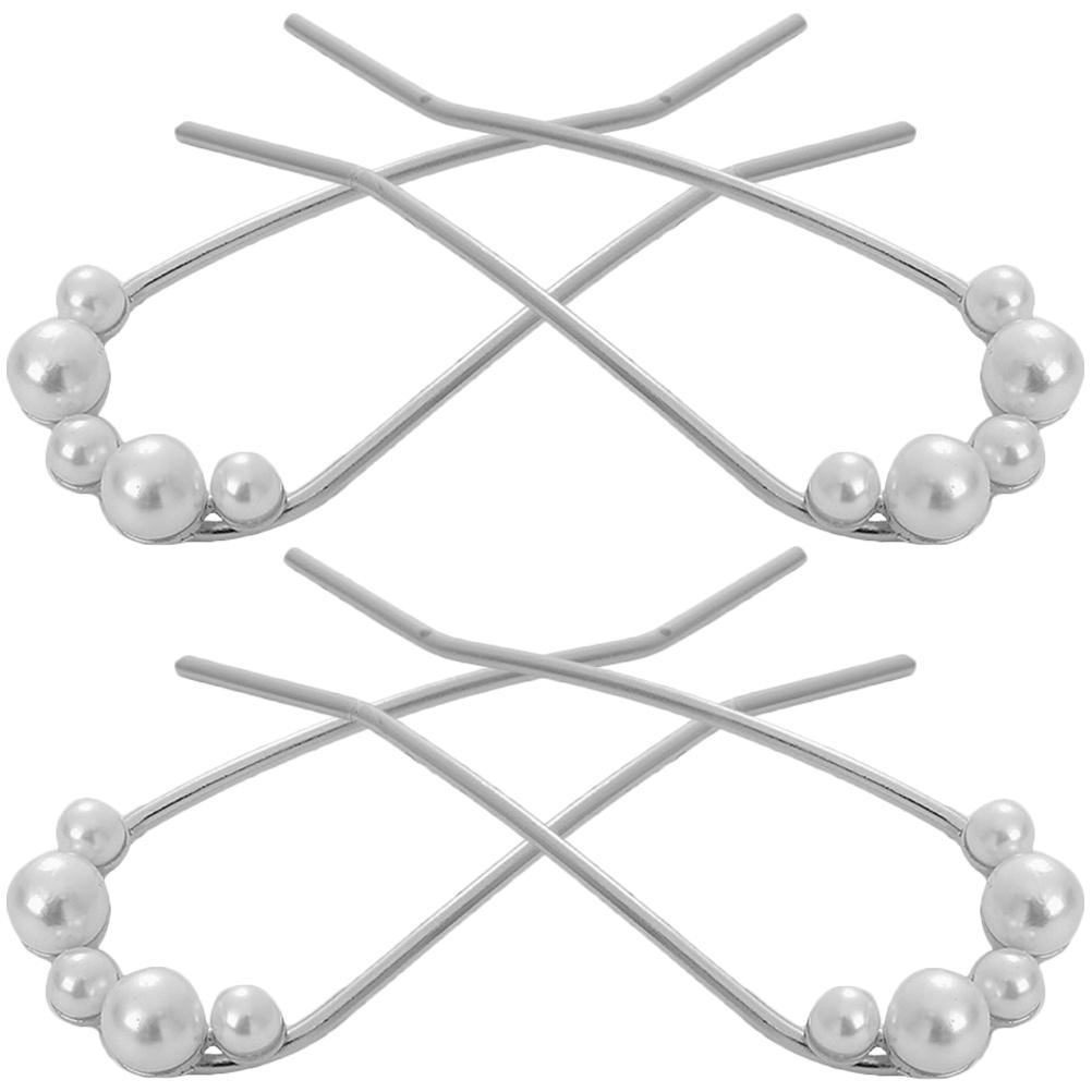 4 Pcs Bun Pins Shaped Hair for Buns French Concord Clip Bride Silver ...