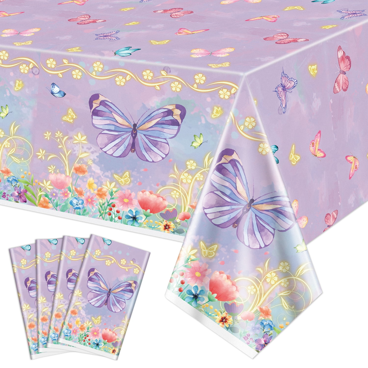 4 Pcs Butterfly Party Tablecloths - Butterfly Birthday Decorations ...