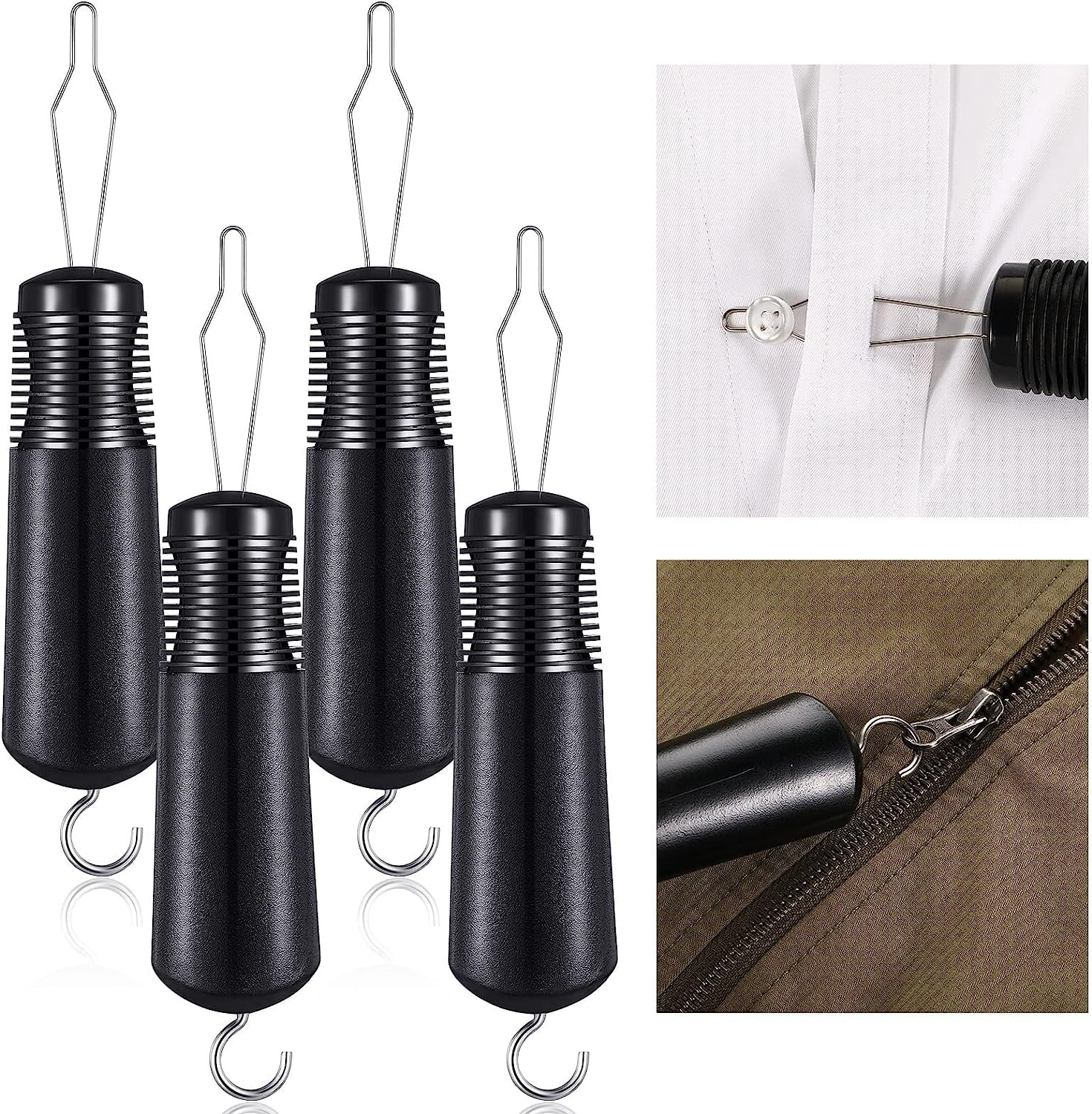 4 Pcs Button Hook and Zipper Pull One Hand Buttons Aids Adaptive ...