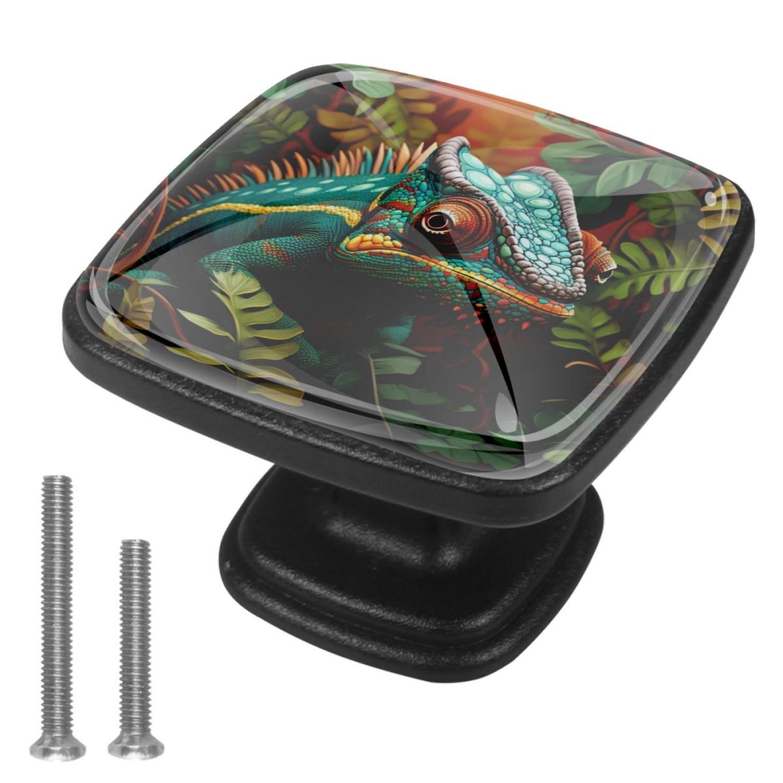 4 Pcs Cabinet Handle Drawer Pulls 变色龙91 Knobs with Screws Square ...