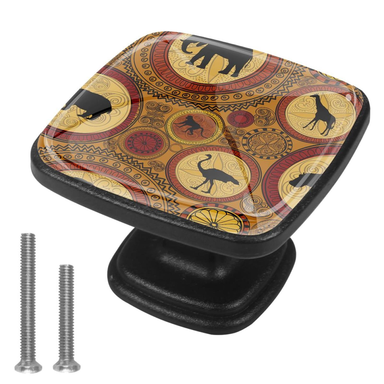 4 Pcs Cabinet Handle Drawer Pulls African Ethnic Animals Knobs with ...