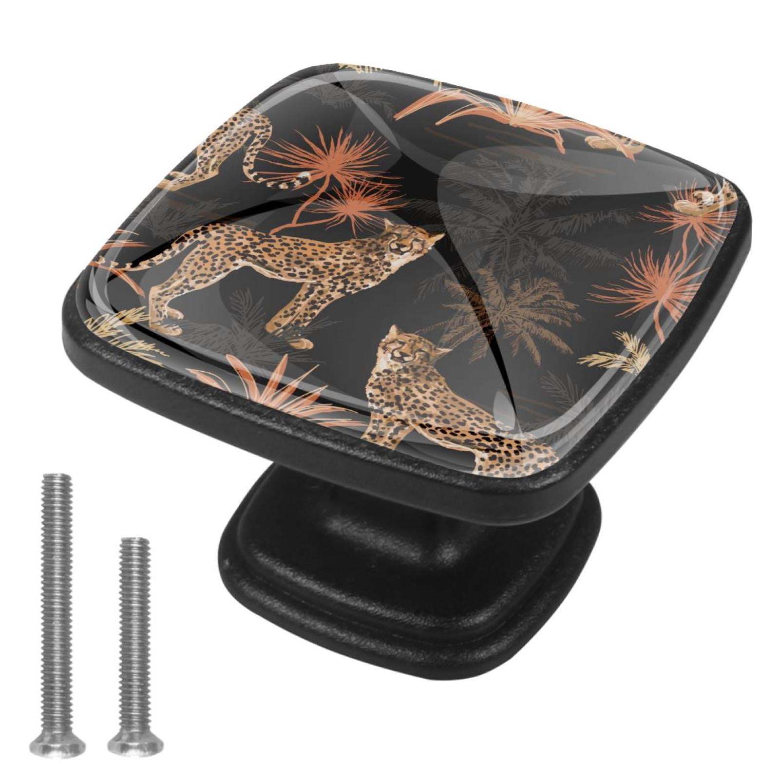 4 Pcs Cabinet Handle Drawer Pulls African Leopard Knobs with Screws ...