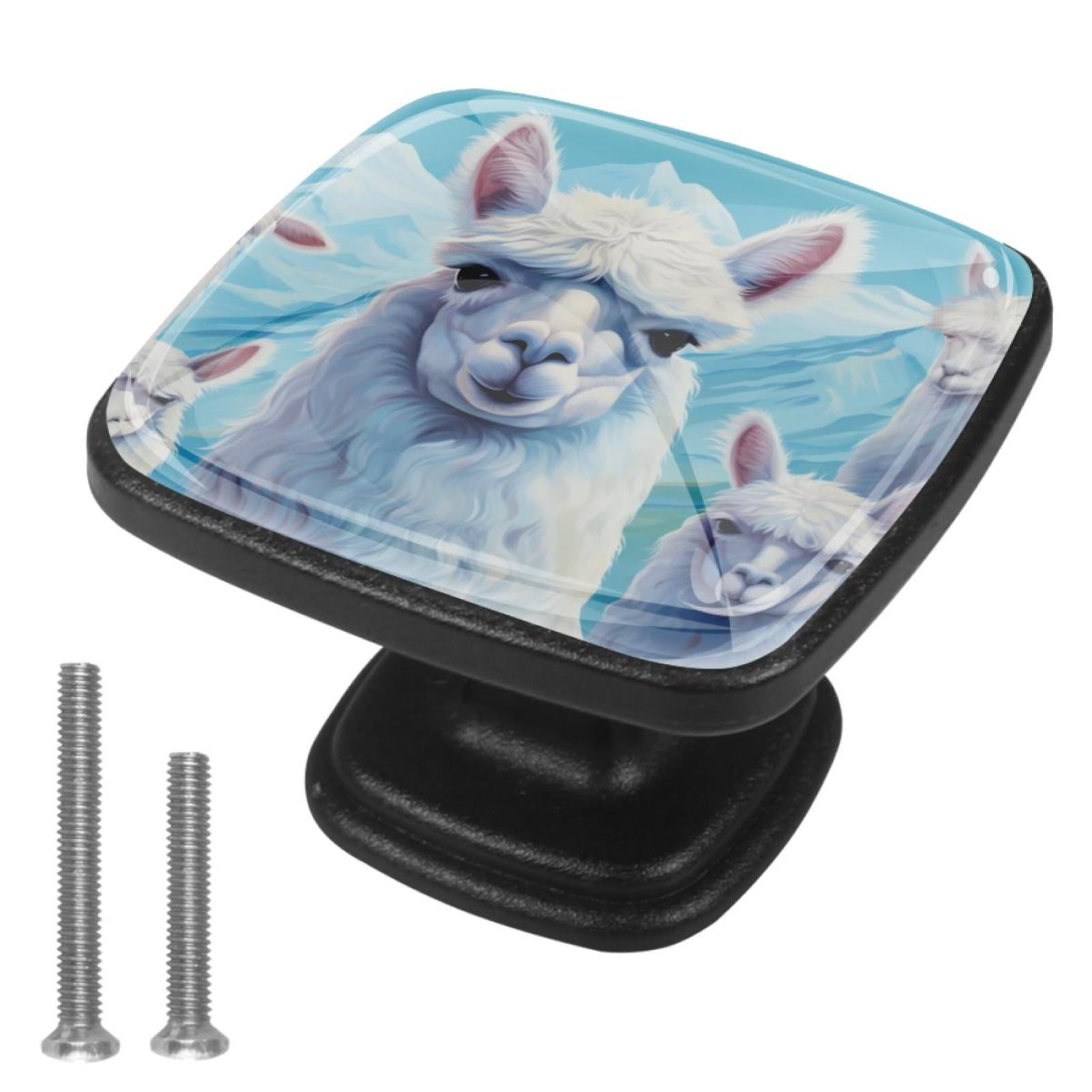 4 Pcs Cabinet Handle Drawer Pulls Alpaca Knobs with Screws Square Furniture Office Cabinet Knob ...