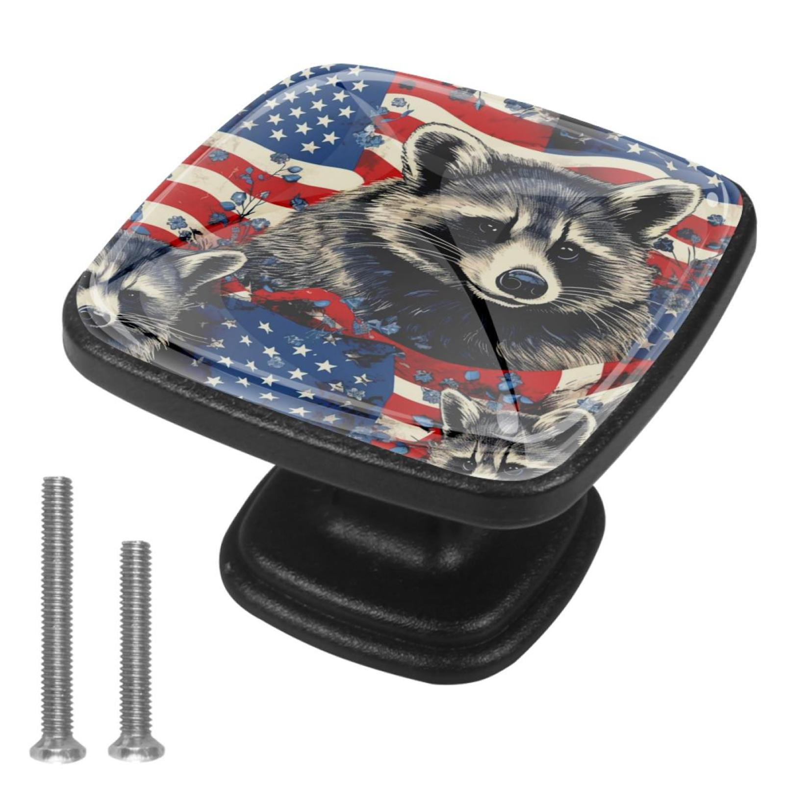 4 Pcs Cabinet Handle Drawer Pulls American Flag and Animals Knobs with ...