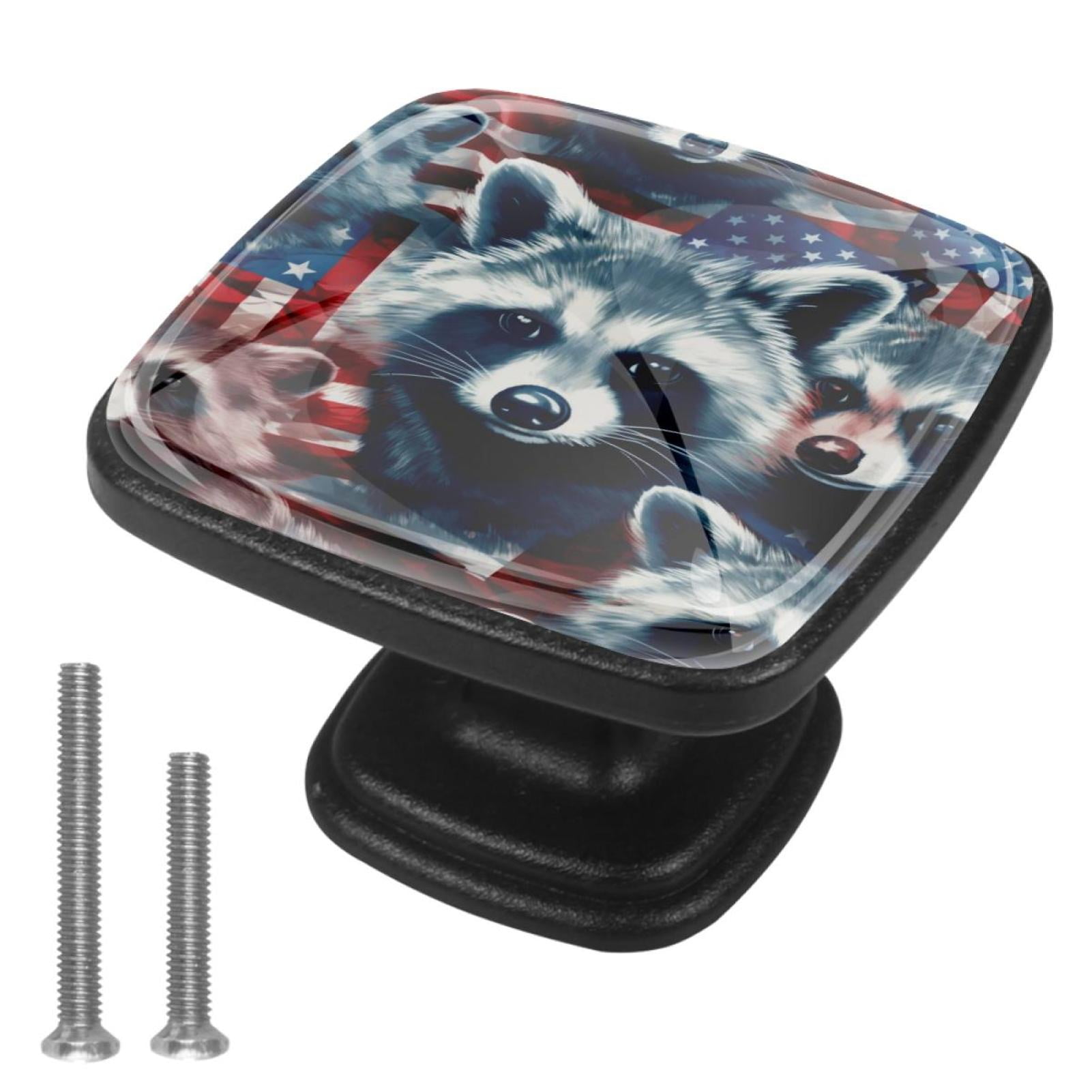 4 Pcs Cabinet Handle Drawer Pulls American Flag and Animals Knobs with ...