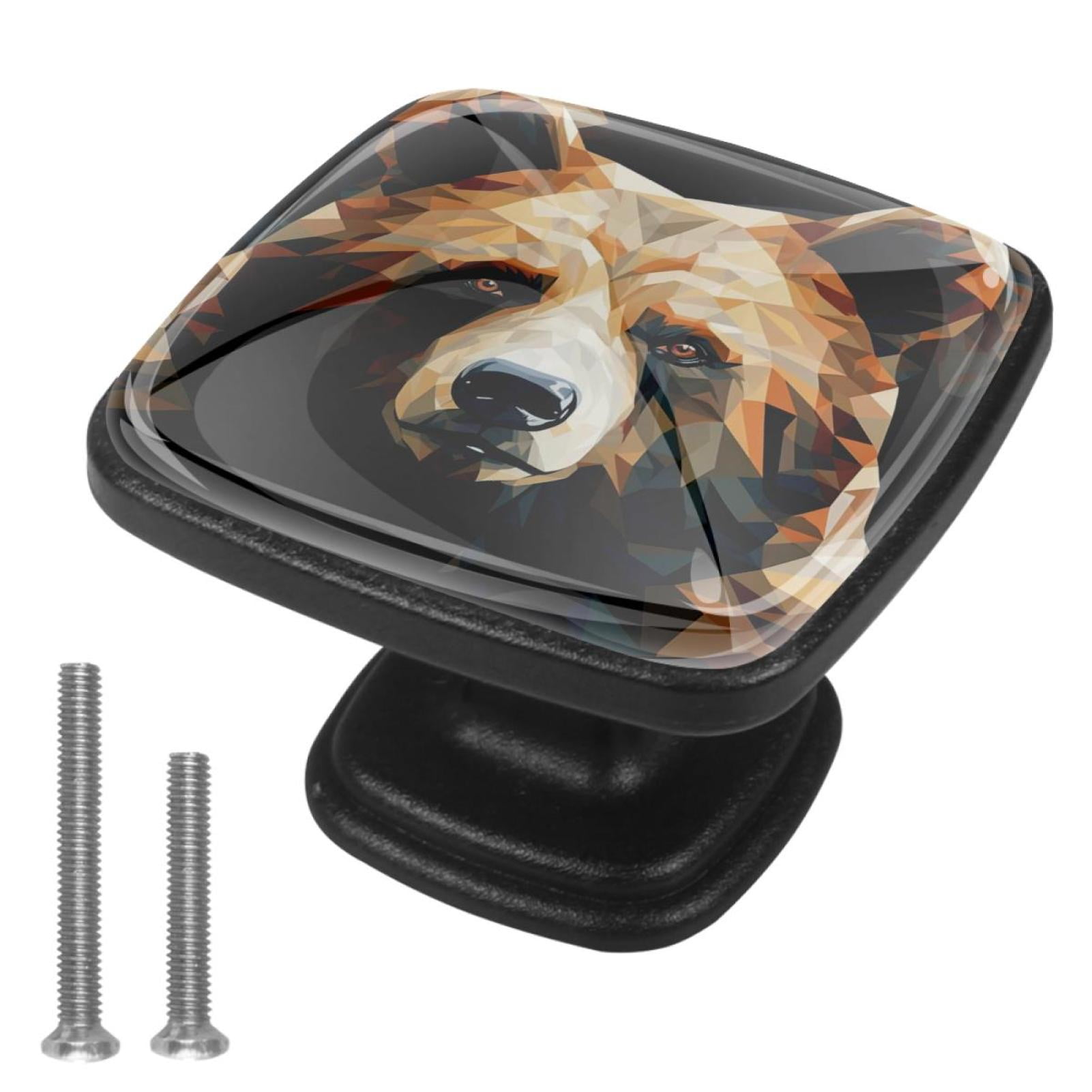 4 Pcs Cabinet Handle Drawer Pulls Bear Knobs with Screws Square ...