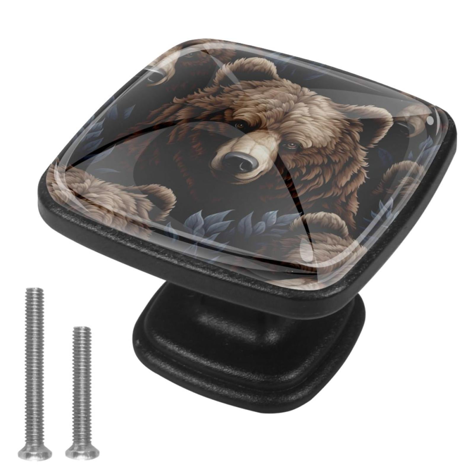 4 Pcs Cabinet Handle Drawer Pulls Bear Knobs with Screws Square ...