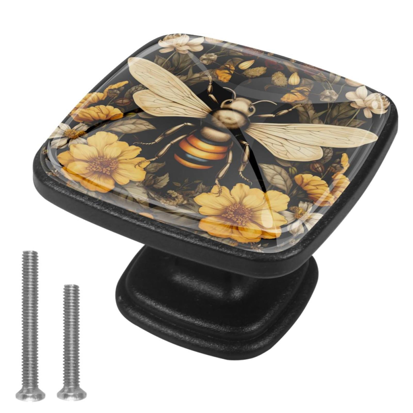 4 Pcs Cabinet Handle Drawer Pulls Bee Knobs with Screws Square ...